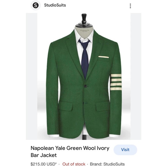 Studio Suits | Suits & Blazers | Studiosuits Hand Crafted 2 Button Napolean Yale Green Wool ...
